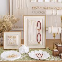 China White Velvet Jewelry Display Tray Jewelry Storage Tray for Ring Earring Cufflink for sale