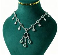 China Luxury Dark Green Velvet Jewelry Display Set, Gold Metal Jewelry Display Props for Necklaces, Earrings & Rings for sale