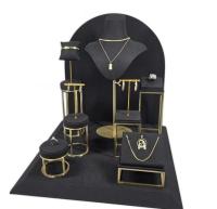 China Luxury Black & Gold Velvet Jewelry Display Stand Set, Jewelry Display Props for sale