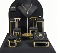 China Luxury Black & Gold Velvet Jewelry Display Stand Set, Jewelry Display Props for sale