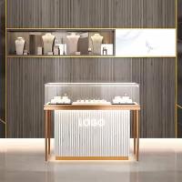 China Elegant Wood Jewelry Display Case with Glass Shelving for Store Interior for sale