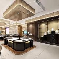 China Elegant Wood Jewelry Display Case with Glass Shelving for Store Interior for sale