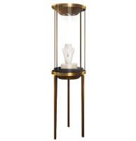 China Modern Luxury Brass Cylinder Jewelry Display Pedestal Freestanding Glass Showcase LED Lighting Eco-Friendly for Statement for sale