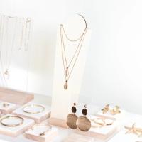 China Wooden Jewelry Bust Presentation Accessory for Professionals Refined Ring Display Stand with Tiered Velvet Pads for sale