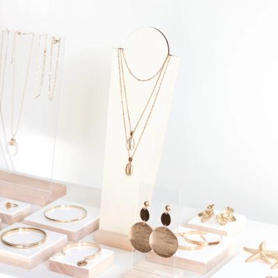 China Wooden Jewelry Bust Presentation Accessory for Professionals Refined Ring Display Stand with Tiered Velvet Pads for sale