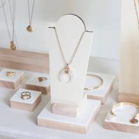 China Wooden Jewelry Bust Presentation Accessory for Professionals Refined Ring Display Stand with Tiered Velvet Pads for sale