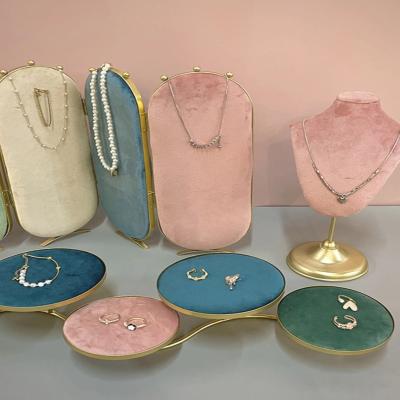 China pink Jewelry Platform Tray Velvet Jewelry Store Design Jewelry Photography Tool for sale