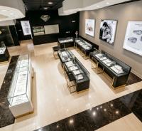 China Black & Gold Jewelry Store Interior Design, Complete Turnkey Fixture Package with Linear Showcase Counters for sale