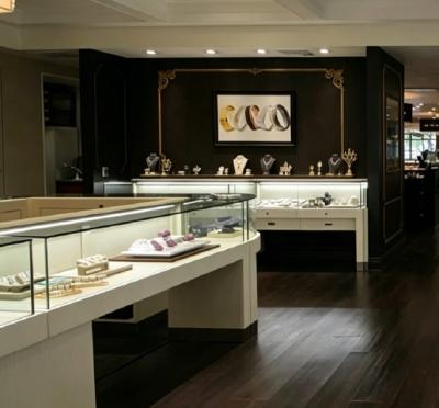 China Modern Black & White Jewelry Store Interior Design, Complete Turnkey Fixture Package with Linear Showcase Counters for sale