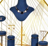 China Custom Luxury Jewelry Display Props Set, Premium Gold Frame Velvet Stand for Fine Jewelry for sale