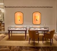 China Vintage French Walnut Jewelry Store Display Set, Complete Turnkey Fixture Package with Glass Counters & Wall Niches for sale