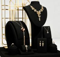 China Custom Luxury Jewelry Display Props Set, Premium Gold Frame Velvet Stand for Fine Jewelry for sale
