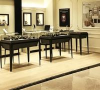 China Luxury Black Wood Jewelry Store Display Set, Complete Turnkey Fixture Package with Central Counters & Wall Cabinets for sale