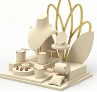 China Custom Luxury Artistic Jewelry Display Props Set, Premium Gold Frame Velvet Stand for Fine Jewelry for sale