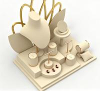 China Custom Luxury Artistic Jewelry Display Props Set, Premium Gold Frame Velvet Stand for Fine Jewelry for sale