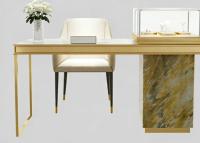 China Elegant Marble & Metal Frame LED Lighting Jewelry Service Table with Integrated Display Case for sale