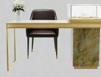 China Elegant Marble & Metal Frame LED Lighting Jewelry Service Table with Integrated Display Case for sale