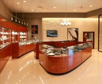 China Wooden Jewelry Cabinet, Curved Glass Countertop,Floor-Standing Tall Cabinet, Complete Set of Display Cabinets for Jewelry Stores for sale