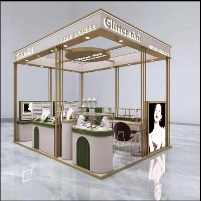 China Contemporary Jewelry Cabinet Metal Glass Combined Solid Wood Display Showcase for sale