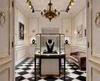 China Custom Island Jewelry Display Furniture Metal Glass Combined Solid Wood Cabinet for sale