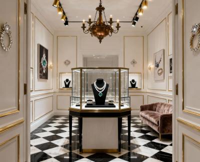 China Custom Island Jewelry Display Furniture Metal Glass Combined Solid Wood Cabinet for sale