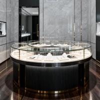 China Durable Commercial Jewelry Showcase Solid Wood Metal Glass Store Display Furniture for sale