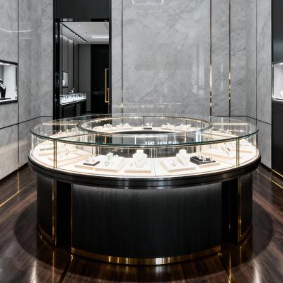 China Durable Commercial Jewelry Showcase Solid Wood Metal Glass Store Display Furniture for sale