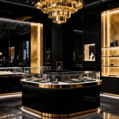 China Multi Functional Jewelry Display Cabinet Metal Frame Wood Body Tempered Glass Case for sale