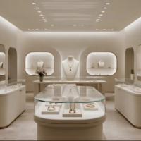 China High Quality MDF Wood Glass Jewelry Display Case with Stainless Steel Hardware for sale