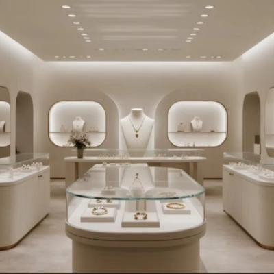China High Quality MDF Wood Glass Jewelry Display Case with Stainless Steel Hardware for sale