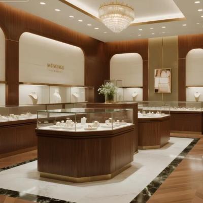 China Oak Wood Glass Jewelry Showcase Traditional Style Jewelry Store Display Furniture for sale