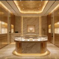 China Luxury Wood Frame Glass Jewelry Display with LED Lighting for High End Jewelry for sale