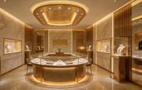 China Luxury Wood Frame Glass Jewelry Display with LED Lighting for High End Jewelry for sale