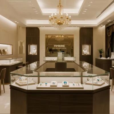 China Wooden Glass Jewelry Counter Cabinet with Storage Drawers for Retail Shop for sale