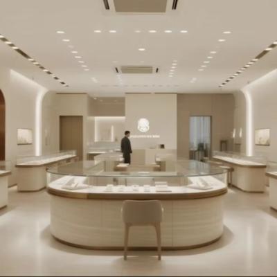 China Solid Wood Frame Glass Jewelry Cabinet Durable Wooden Structure Glass Shelves for sale