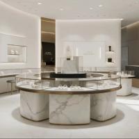 China Elegant Glass Jewelry Vitrine Stainless Steel Frame Luxury Store Display Furniture for sale