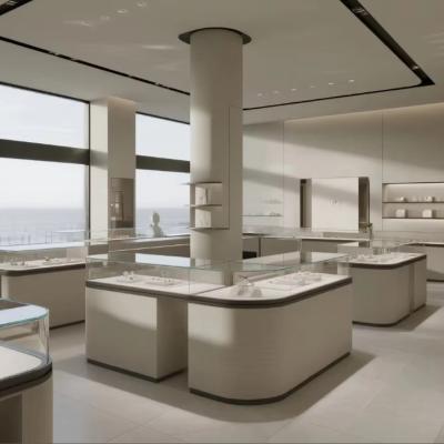 China Commercial Grade Glass Jewelry Cabinet Stainless Steel Frame Durable Construction for sale
