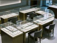 China Slim Profile Glass Jewelry Display Case Stainless Steel Frame for Small Shops for sale