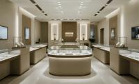 China Wide Glass Jewelry Showcase Stainless Steel Frame with Spotlight for Diamond Display for sale