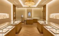 China Wide Glass Jewelry Showcase Stainless Steel Frame with Spotlight for Diamond Display for sale