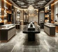 China Luxury Marble & Gold Jewelry Store Display Set, Complete Turnkey Fixture Package with Counters, Cabinets & Central Showcase for sale