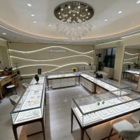 China Minimalist  Jewelry Display Cabinet Set Long Glass Jewellery Showcase With Storage Drawer Custom Logo for Retail Store for sale