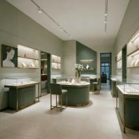 China High End Jewelry Store Display Showcase Full Set Glass Wood Stainless Steel for sale