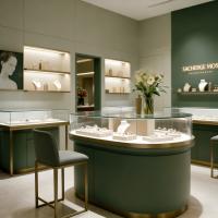 China High End Jewelry Store Display Showcase Full Set Glass Wood Stainless Steel for sale