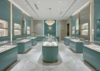 China Luxury Jewelry Vitrine Display Cabinet Mixed Material Glass Wood Stainless Steel for sale
