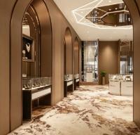 China Luxury Walnut Wood White Gold LED Jewelry Store Display Set Complete Turnkey Fixture Package for Mall Central Kiosk Wall for sale