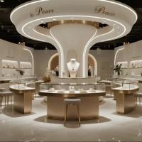 China Modern Jewellery Freestanding Showcase Metal Wood Glass Retail Display Furniture for sale