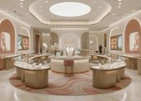 China Modern Jewellery Freestanding Showcase Metal Wood Glass Retail Display Furniture for sale