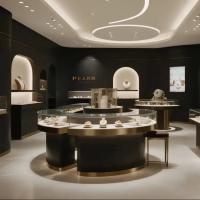 China Fashion Jewellery Island Display Cabinet Metal Wood Clear Glass Show Furniture for sale