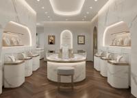 China Fashion Jewellery Island Display Cabinet Metal Wood Clear Glass Show Furniture for sale